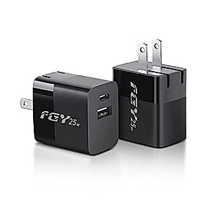 FGY USB C Wall Charger, 25W GaN II Fast Charger Dual Port Charging Block, Fast Charging for iPhone14/13/12/11/Pro Max/Pro/Plus, iPad Pro, iWatch, Samsung Galaxy S22 /S21 Series