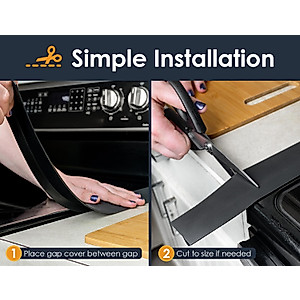 Linda’s Essentials Silicone Stove Gap Covers (2 Pack), Heat Resistant Oven Gap Filler Seals Gaps Between Stovetop and Counter, Easy to Clean Stove Gap Guard (21 Inches, Black)