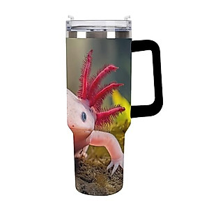 Axolotl Tumbler with Handle Travel Mug Water Bottle Tea Coffee Cup Black-style