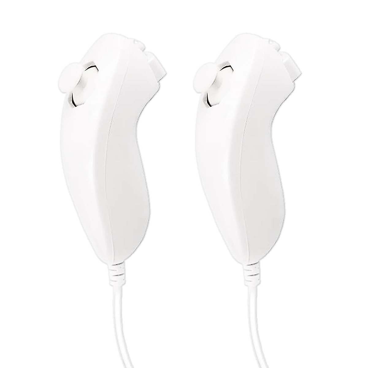 JINHEZO Nunchuck Controller Joystick Gamepad Replacement for wii Nunchuck Controller, Compatible with Nintendo Wii & Wii U Video Game Gamepads White Pack of 2