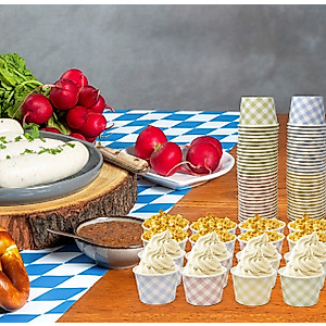 60 Count Pastel Gingham Ice Cream Treat Snack Cups 10 Oz. Disposable Paper Cup Dessert Ices Bowl Pink Blue Yellow Green Checkered Plaid For Frozen Treats Cupcake BBQ Picnic Party Favor Supplies