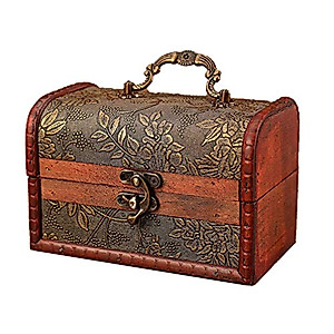 NUOBESTY Wood Chest Box Jewelry Treasure Storage Box Vintage Style Trinket Box Decorative Storage Organizer for Sundries Small Items