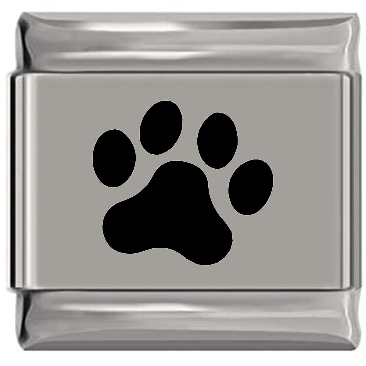 NewCharms Animal Paw Print Laser Engraved Italian Charm (9mm Standard Size)