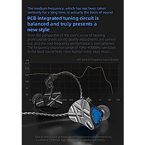 KZ ASF in-Ear Monitors, 5BA per Side HiFi Stereo Noise Isolating Sport IEM Wired Earphones/Earbuds/Headphones with Detachable Cable 2Pin 0.75mm (Without MIC, Silver&Blue)