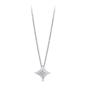 Zen Diamond Star Pendant Necklace - 0.02 Carat Geniune Diamond - Anniversary, Mother's Day, Birthday Gifts for women - Trendy 925k Sterling Silver Necklace with Jewelry Box (17.7" chain)