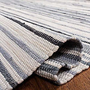SAFAVIEH Rag Rug Collection 2' x 3' Ivory/Grey RAR126A Handmade Boho Stripe Cotton Accent Rug