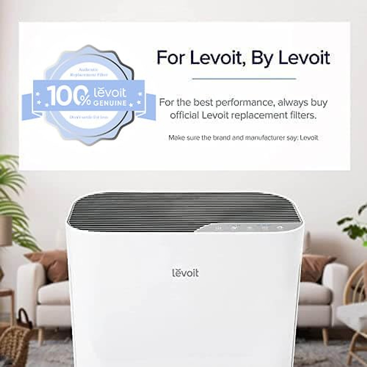 LEVOIT Vital100 Air Purifier Replacement, True HEPA High-Efficiency Activated Carbon Filter, Vital 100-RF, 2 Pack, White