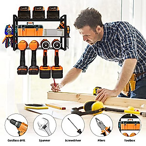 Plenrame Power Tool Organizer, 3-Tier Garage Tool Organizers and Storage, Power Tool Holder, Drill Holder Wall Mount, Heavy Duty Metal Tool Shelf, Utility Storage Rack for Cordless Drill