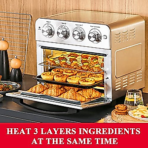 Geek Chef Air Fryer, 6 Slice 24.5QT Air Fryer Toaster Oven Combo, Roast, Bake, Broil, Reheat, Fry Oil-Free, Extra Large Convection Countertop Oven, Accessories Included, Stainless Steel, ETL Listed, 1700W