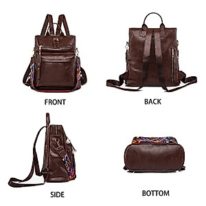 Logbagpa women Fashion backpack Purses PU Leather Anti Theft Large Ladies Handbags and Shoulder Travel Bags (3-BLACK)