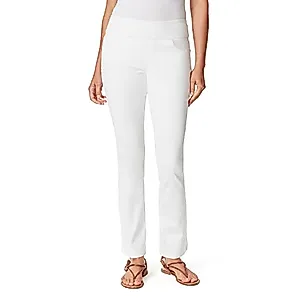 Gloria Vanderbilt Women's Amanda Pull On High Rise Jean, Vintage White, 10 Regular