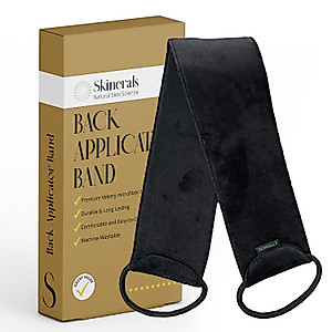 Skinerals Back Lotion & Applicator Mitt Band, Easy-Reach, Flexible Microfiber Design for Seamless Full Back Coverage, Durable, Washable - Essential Self Tanner for an Even Tan, Black