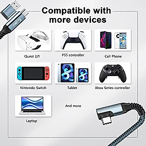 Kuject Link Cable 20FT Compatible for Quest 2/1/Pico 4, Nylon Braided Long Cable Accessories for Rift S/Steam VR Games, USB 3.0 Type C to C High Speed Data Transfer Charging Cord for Gaming PC