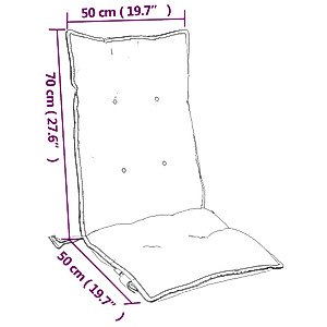 vidaXL Highback Chair Cushions Set of 6 - Gray Oxford Fabric Seat Pads for Outdoor Patio/Garden High-Back Chairs - Water-Resistant & Soft Filling