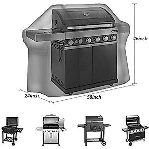 PATIOPTION BBQ Grill Cover 58inch Outdoor Barbecue Cover Gas Grill Cover Waterproof Weber Grill Cover Charbroil Grill Cover for Char Broil, Holland, Jenn Air, Dyna-Glo, Brinkmann, Nexgrill, Propane