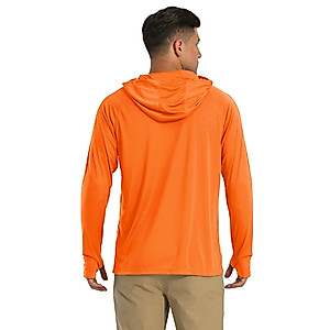 Men's UPF 50+ Hooded Long Sleeve Shirt for Fishing, Hiking & Workout - Orange