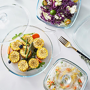 Small Tempered Glass Casserole Dish for Oven with Lid, Round Microwave Oven Baking Dish with Glass Lid, 0.8Qt