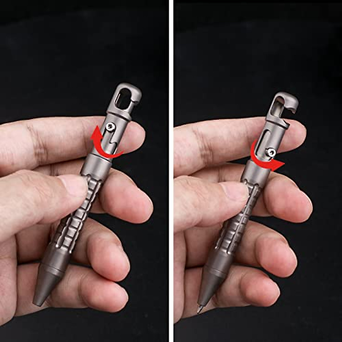 TISUR Titanium Ballpoint Pen, Mini Bolt Action Pen, Small Pocket Size Keychain Pen With Titanium Key Ring, Office gifts for Men & Women (Pen/78mm)