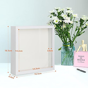 Anhow 2pcs 6x6 Shadow Box Frame, 3D Picture Frame Display Cas with Real Transparent Glass for Photos, Memorabilia, Crafts, Souvenir, Wedding Memories, Baby Items - White/ 1.2 Inch Depth