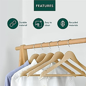 Simply Green ECO-Friendly 10 Pack Hangers Made from Recycled Materials. Thin, Light and Durable. Gentle Curves for Wrinkle Prevention, Holds up to 10.5 lbs, 360-Degree Rotating Hook