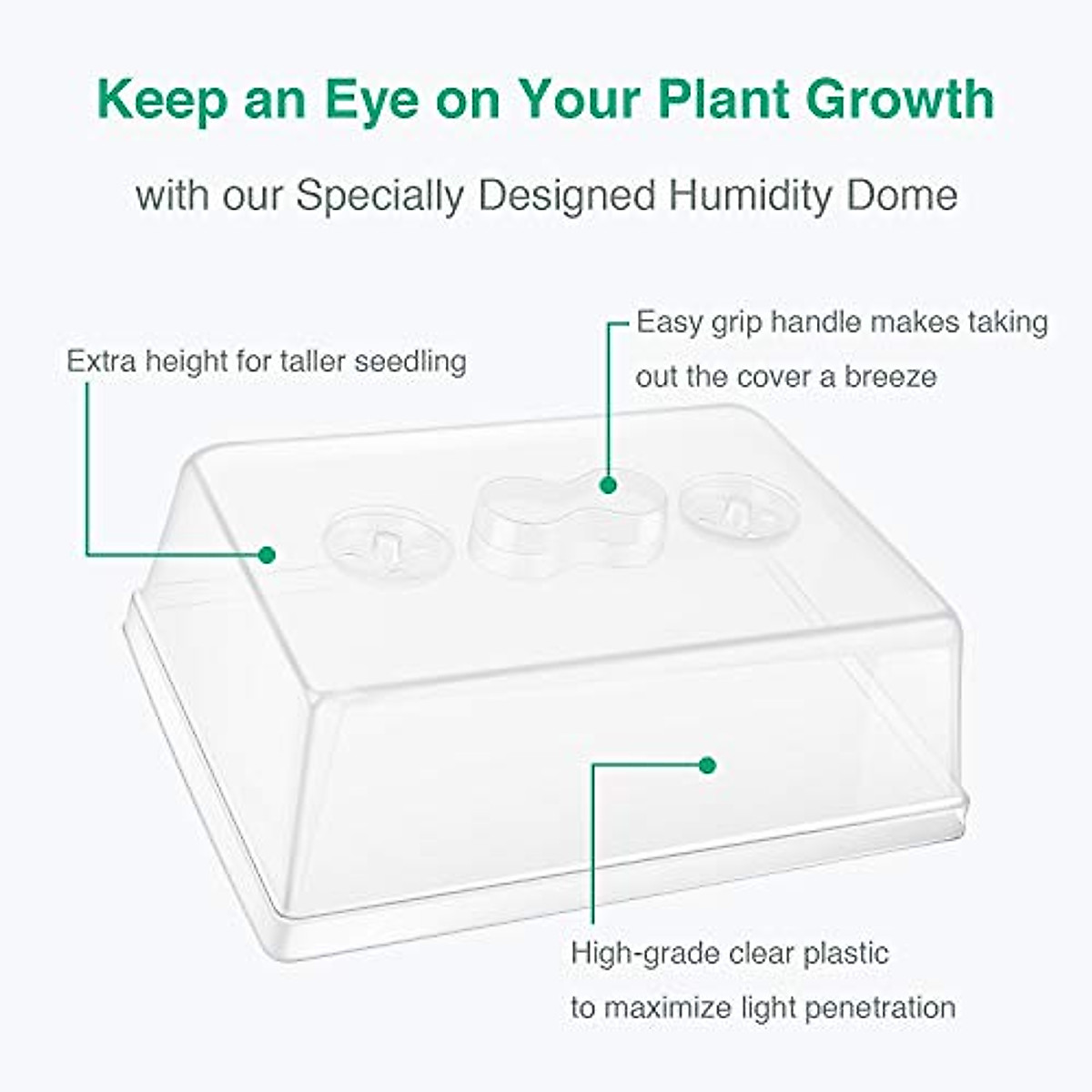 [Thick Plastic] 3-Set Strong Seed Starter Trays with 5" Humidity Domes for Seed Starting, Germination, Seedling Propagation & Plant Growing, Holds 144 Cells in Total