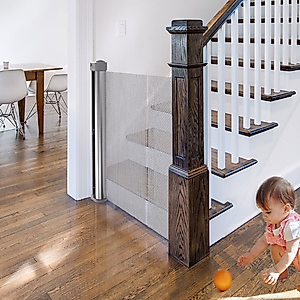 Retractable Baby & Pet Safety Gate, Extra Wide 54" x 34", Indoor & Outdoor, Gray - Jool Baby
