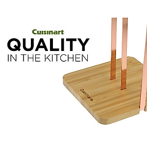 Cuisinart Stainless Steel Finish Paper Towel Holder with Solid Bamboo Base, Stainless Steel Arm for Tear Assistance, Countertop Paper Towel Dispenser, Fits Any Size Kitchen Towel Roll - Copper Finish