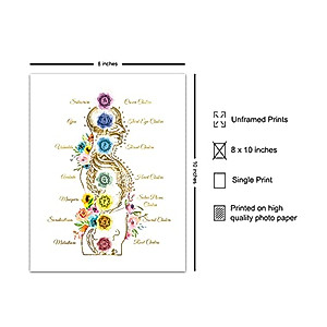 Zen Buddhism Chakra Decor - Spiritual Meditation Namaste Wall Art - Gift for New Age, Buddha, Yoga Fan, Women - Floral Decoration for Home, Spa, Bedroom, Living Room -8x10 Boho Picture Poster