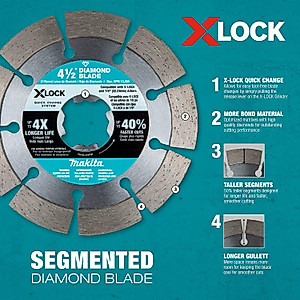 Makita E-07200 X-LOCK 4-1/2" Segmented Diamond Blade for Masonry Cutting, 2/pk