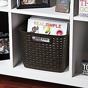 Sterilite Wicker Weave Plastic Laundry Hamper Storage Basket, Brown (12 Pack)