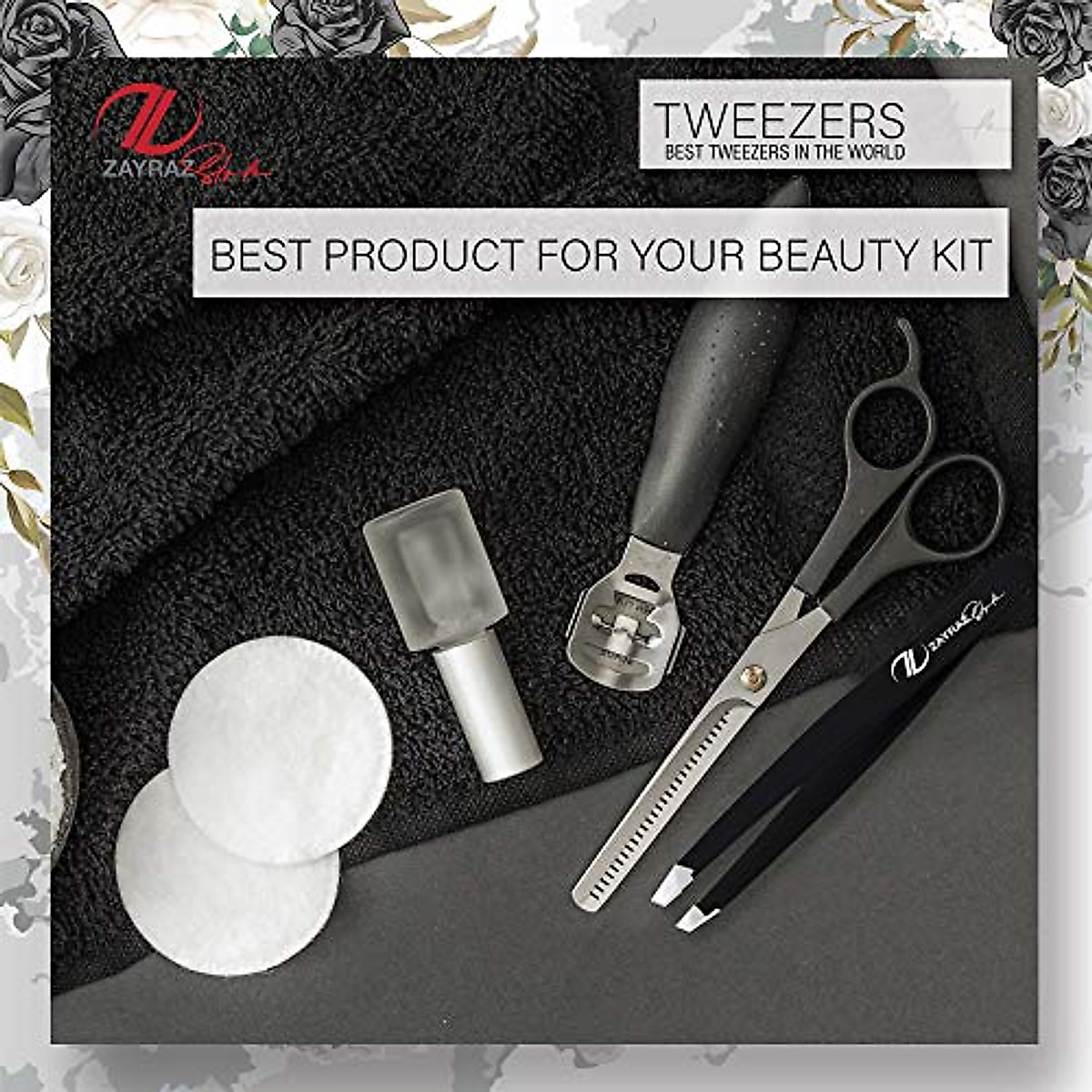 Slant Tip Tweezers - Professional Eyebrow Stainless Steel Tweezers - Best Precision Tweezers for Eyebrows - Splinter Tweezers for Facial Hair Removal for Daily Beauty Routine. (Black)