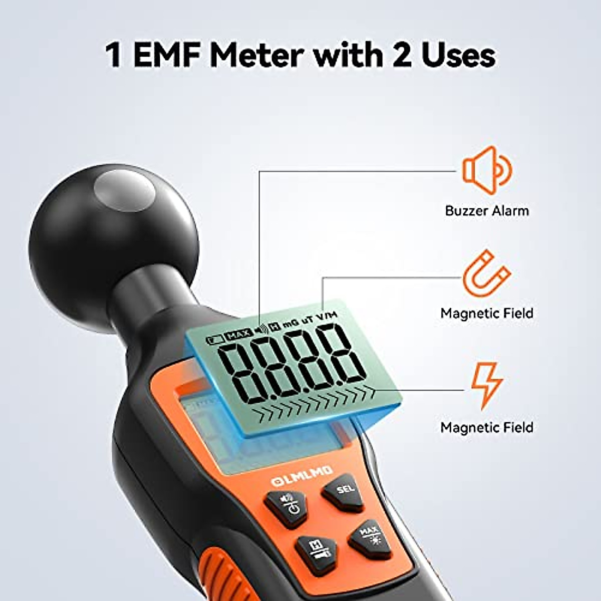Olmlmo Emf Meter Ghost Hunting Equipment Radiation Detector Digital Electromagnetic Field Radiation Detector Digital LCD Emf Detector Tester for Home Emf Inspections Office Outdoor Ghost Hunting