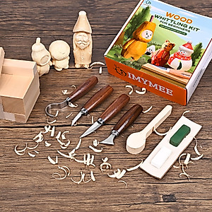 IMYMEE Wood Whittling Kit for Beginners-Complete Whittling Set with 4pcs Wood Carving Knives & 8pcs Basswood Wood Blocks-Perfect Wood Carving Kit Set-Includes Wood Carving Tools for Adults and Kids