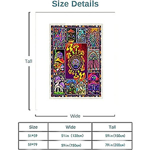 Trippy Mushroom Blanket Hippie Plant Throw Blankets for Couch Trippy Sherpa Fleece Blankets Soft Cotton Fuzzy Blanket Wool Plush Blanket (Classic Purple,(59 x 79 in))