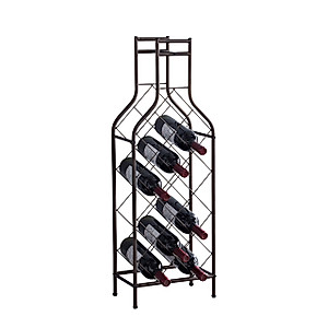 Kings Brand Furniture Ameherst Metal Wine Bottle Holder - Floor Standing Wine Rack for Home Bar - Metal Wine Rack with Bottle Shape Bar Stand for Liquor - Crisscross Storage Rack - Pewter - 12 Bottles