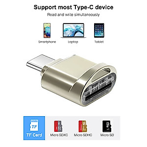 Type C TF Card/Memory Card Reader Adapter with Keychain, Leizhan USB C to Micro SD SDHC SDXC OTG Reader, Compatible for Mac Windows Lixus Samsung Galaxy Note 20 S20