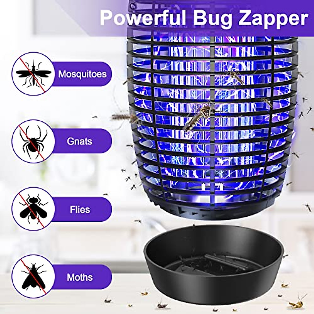 PALONE Electric Bug Zapper for Outdoor/Indoor, 4500V 20W Mosquito Zapper Indoor, Waterproof Mosquitos Killer Outdoor, Fly Zapper for Home Garden Back Yard Patio
