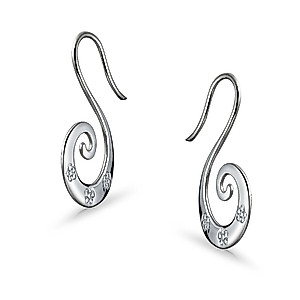 Boho Artisan Tribal Flower Blossom Swirl Wire Spiral Pull Through Hoop Threader Earrings For Women For Teen .925 Sterling Silver