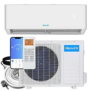 ApooDr AT-Pro Series 12,000 BTU 22 SEER2 Mini Split Air Conditioner Ductless Inverter System with Heat Pump 110V,Energy-Star Wi-Fi with 16 Ft. Kit