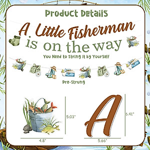 kreat4joy Fishing Baby Shower Decorations for Boy, Gone Fishing Baby Shower Decorations, A Little Fisherman Is on the Way Banner Cake Cupcake Toppers Blue Green Brown Balloons for Fish Baby Shower