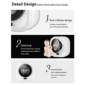 3kg Mini Wall-mounted Washing Machine, Full-Automatic Washing Laundry Machine with Hot Air Dryer, Underwear Washer with High Temperature Boiling, Space-Saving for Apartment Hotel Home