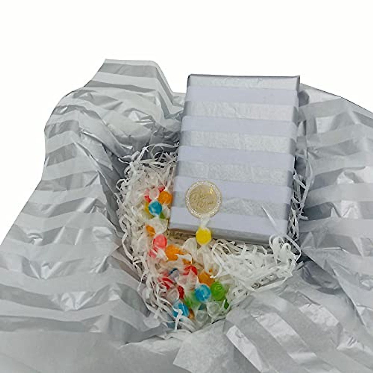 TTLLQQ tissue paper gift wrap paper bulk metallic color tissue paper wrapping paper gift Christmas Valentine's Day party (20 * 14 inches 120 silver sheets)