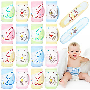16 Pcs Cartoon Infant Umbilical Cord Cotton Baby Belly Band Soft Newborn Navel Belt for 0-12 Months Toddlers, 2 Styles