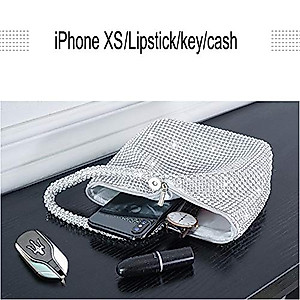 Mogor Women's Triangle Bling Glitter Luxury Full Rhinestones Portable Evening Clutch Twinkle Bag Tote Purse Wallet Glitter Party Wedding Prom Silver