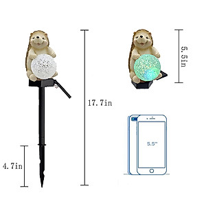 Solar Powered LED Garden Lawn Light,Cute Hedgehog Decor 7-Color-Changing Lights,Waterproof Outdoor Landscape Pathway Lamp for Yard Patio Home