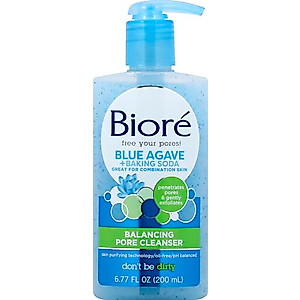 Bioré Daily Blue Agave + Baking Soda Balancing Pore Cleanser, Liquid Cleanser for Combination Skin, to Penetrate Pores & Gently Exfoliate Skin, 6.77 Ounce