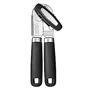 Can Opener Manual, UHIYEE Handheld Can Openers with Magnet, Hand Can Opener with Soft-Handle Grips, Sharp Blade for Smooth Edge, Oversize Effort-Saving Knob