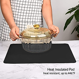 Gartful Silicone Mats for Kitchen Counter, Thicker 0.06", 25 x 17 inches Multipurpose Table Mat, Silicone Pad Desk Work Mat, Nonstick Nonskid Heat-Resistant Pad, Placemat, Black