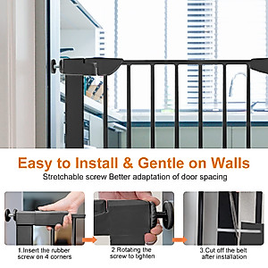 KBYTDREAM 29.5 to 40.5" Extra Wide Walk Through Pet Gate, Auto Close Safety Baby Gate, Metal Durability Dog Gate for House, Stairs, Doorways, Includes 2 Extension Kit, Black