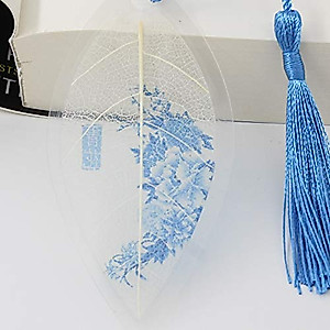 6 Pieces Handmade Leaf Vein Bookmarks with Tassels Chinese Paintings Best Gift for Your Friends Kids Student Souvenirs Business Gift Christmas Gift Birthday Gift